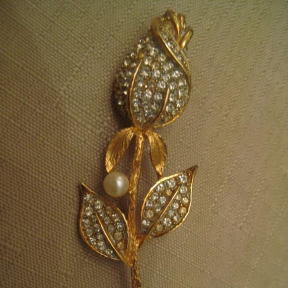 Mandle Rhinestone Pearl Flower Rose Brooch | Jewelry | Mandle Brooch ...